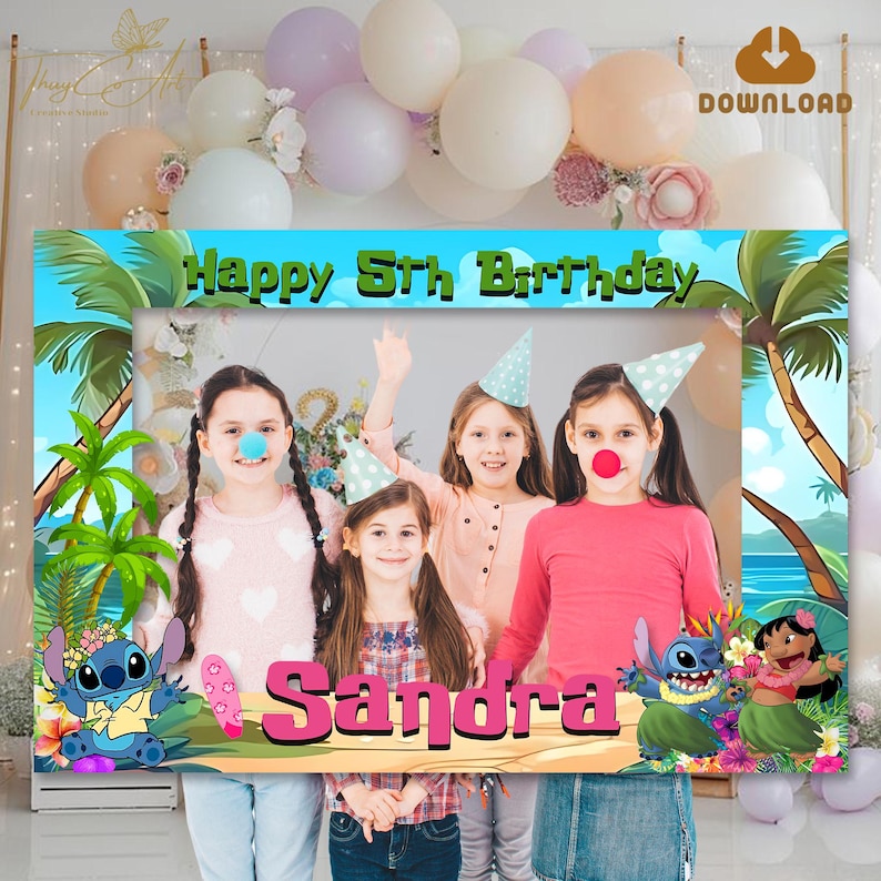 Printable Lilo & Stitch Birthday Photo Booth Frame (digital Download ...