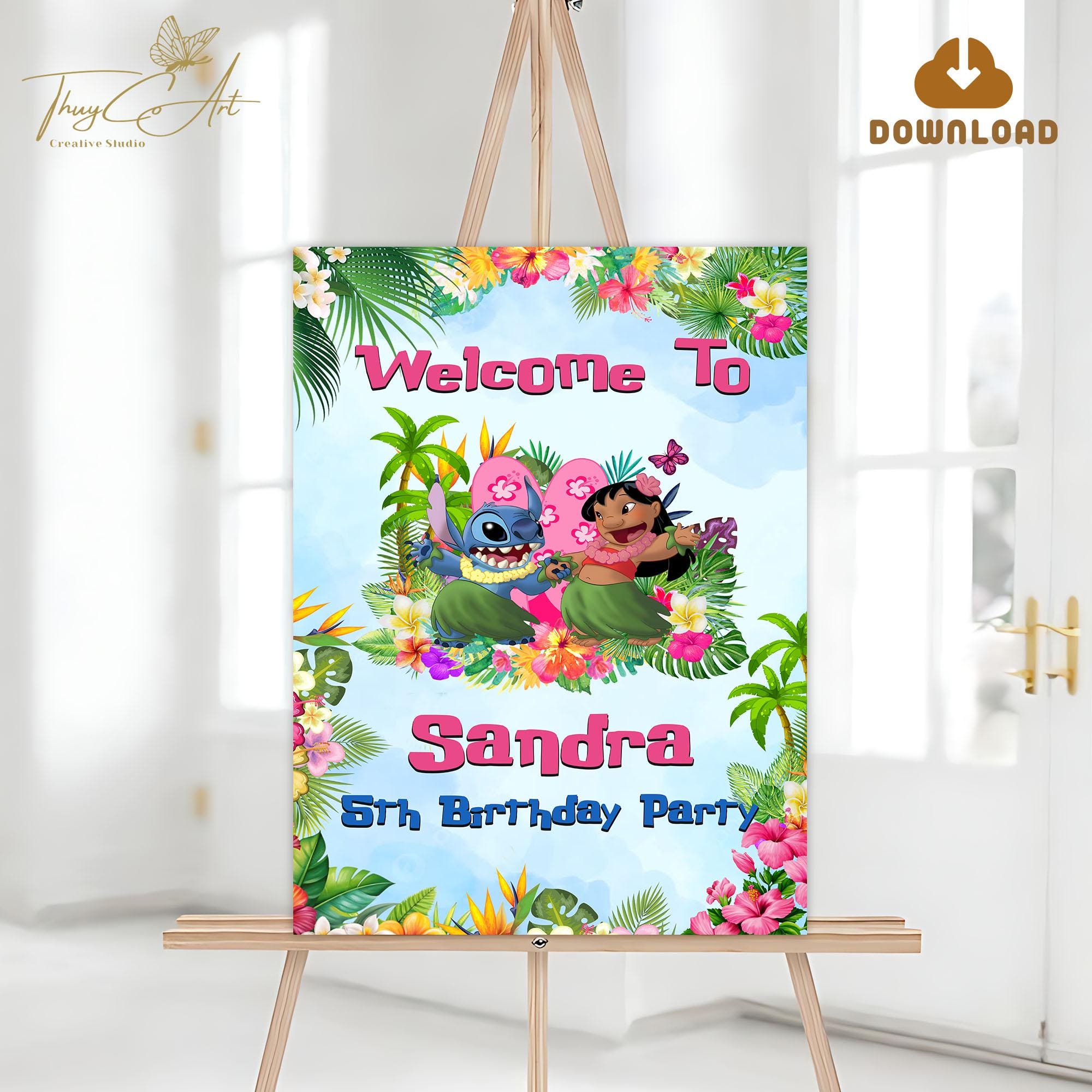 Printable Lilo and Stitch Welcome Sign, Stitch Party Favor Template ...