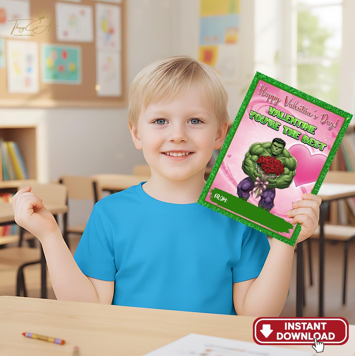 Printable Hulk Valentine Card Set (instant Download) - Etsy