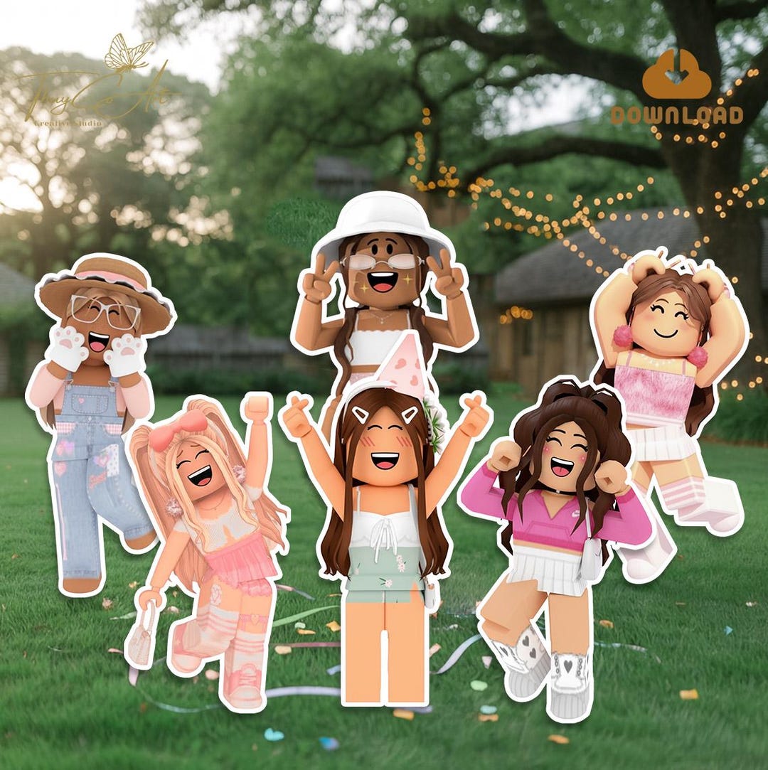 Roblox Girl Party Cutouts, Video Game Birthday Decorations (digital ...