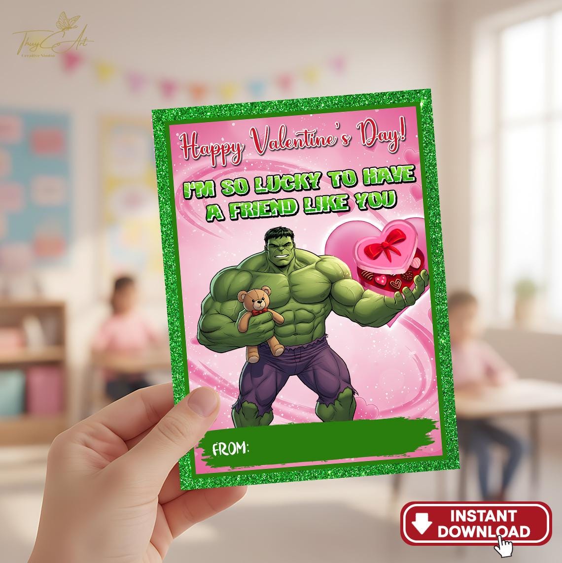 Printable Hulk Valentine Card Set (instant Download) - Etsy