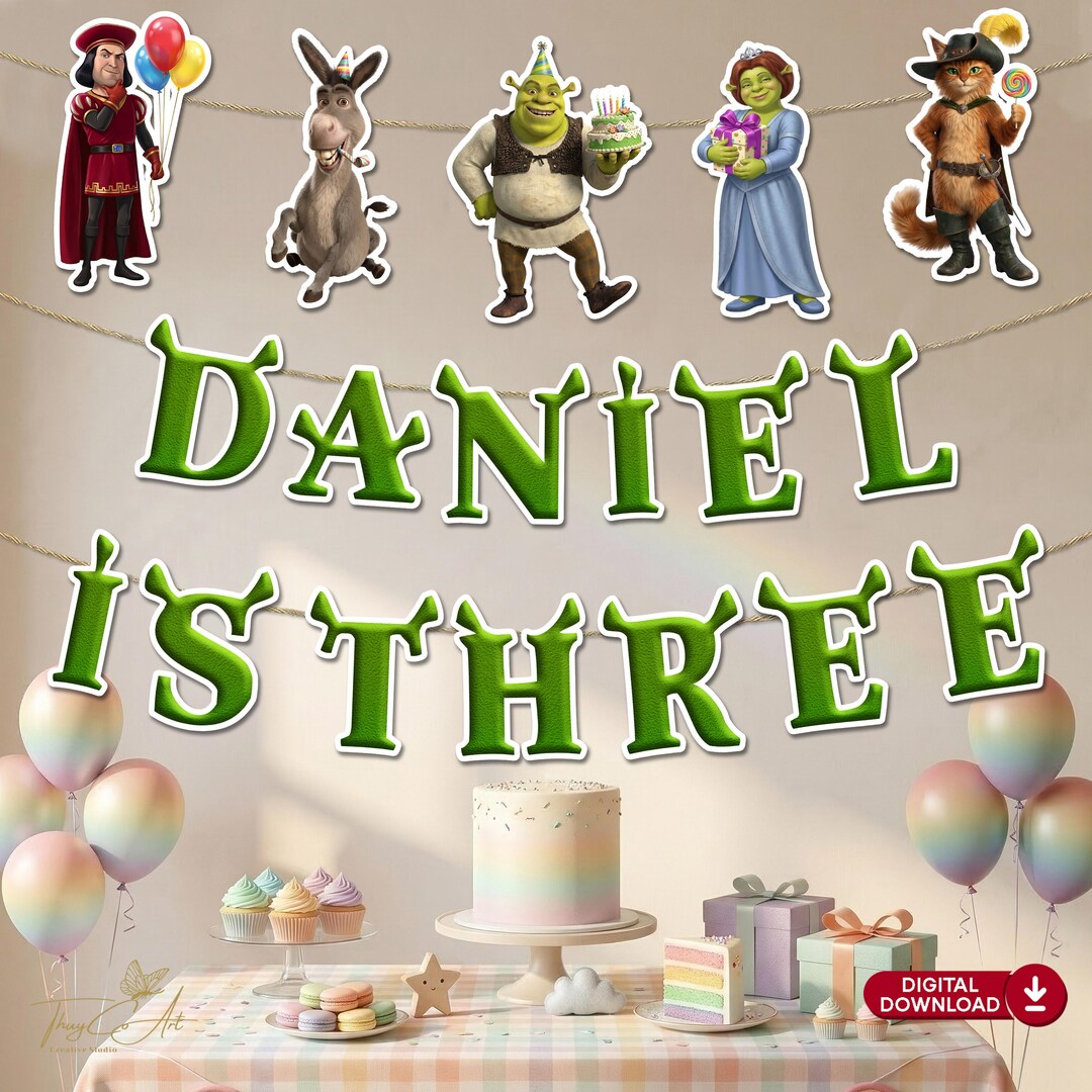 Personalized Shrek Birthday Banner, Custom Name and Age Digital ...