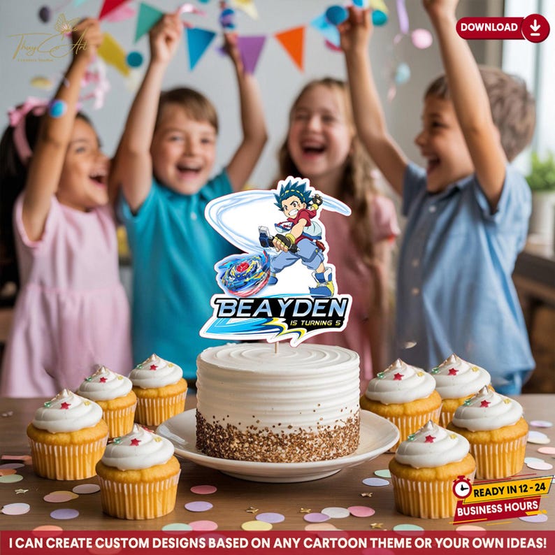 Printable Beyblade Cake Topper: Custom Birthday Party Decoration ...