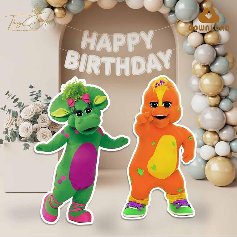 Barney and Friends Birthday Cutout Set: Purple Dinosaur Party Decor ...
