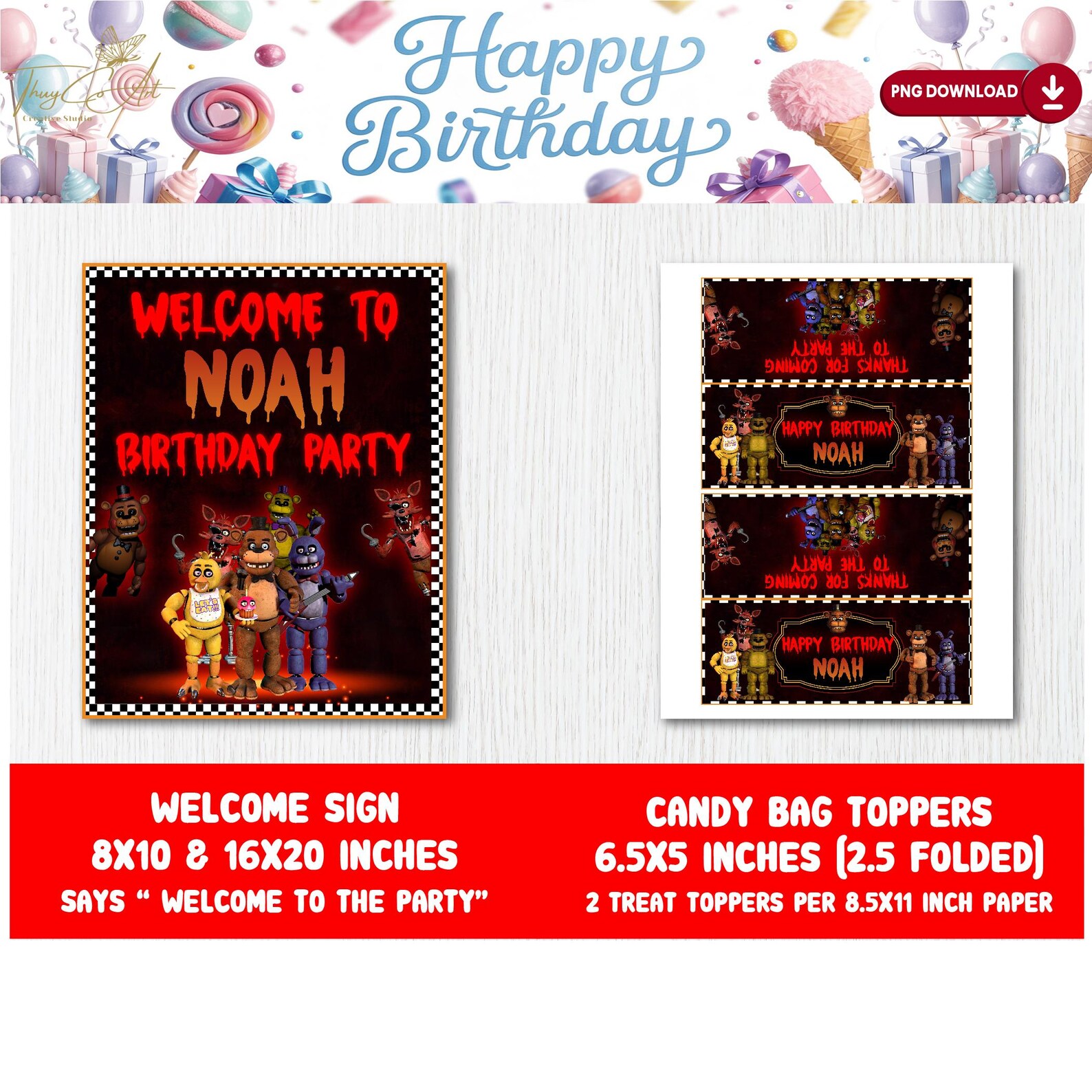 Decoraciones para fiesta de cumpleaños de Five Nights at Freddy's ...