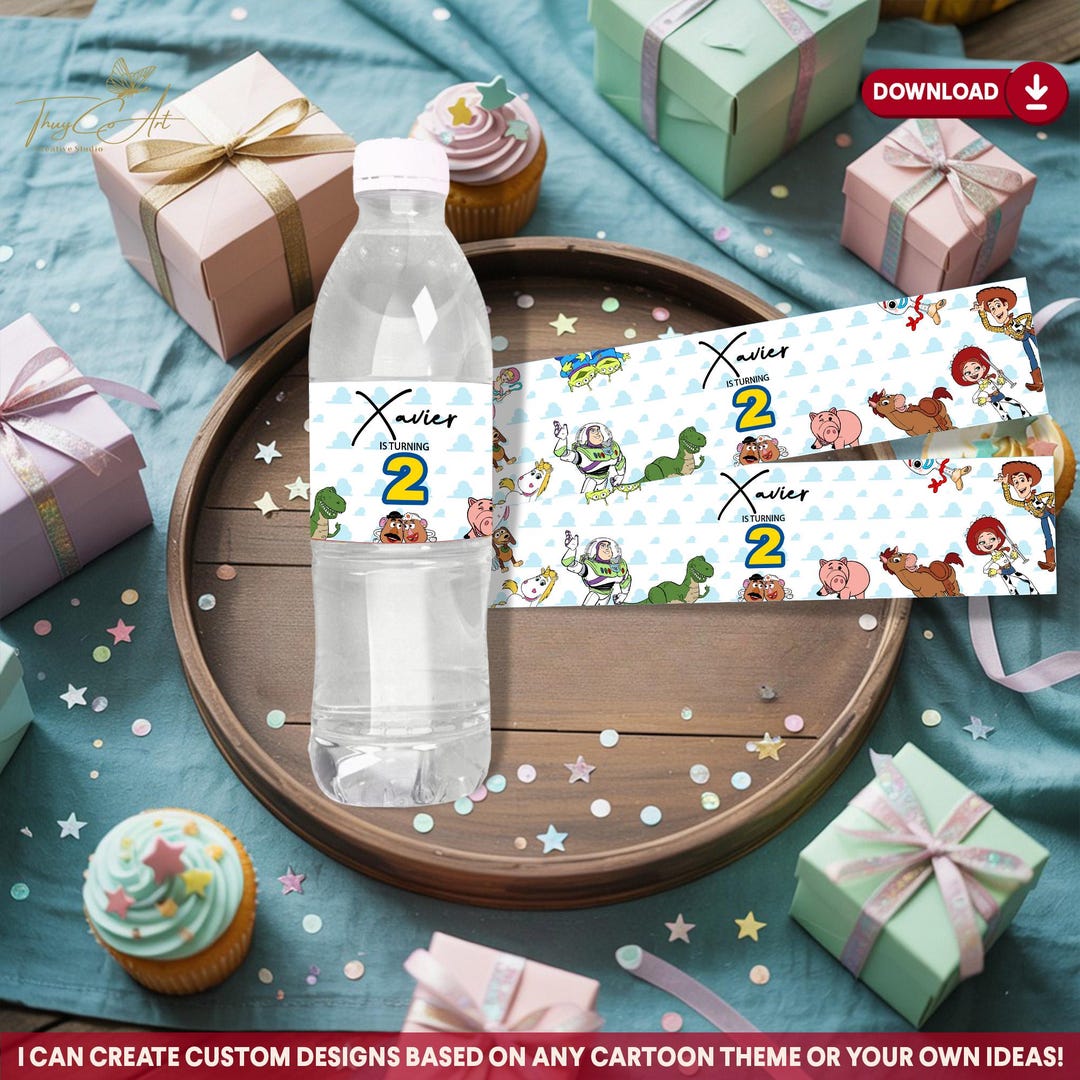 Toy Story Water Bottle Labels, Toy Story Bottle Wrapper, Editable Toy ...