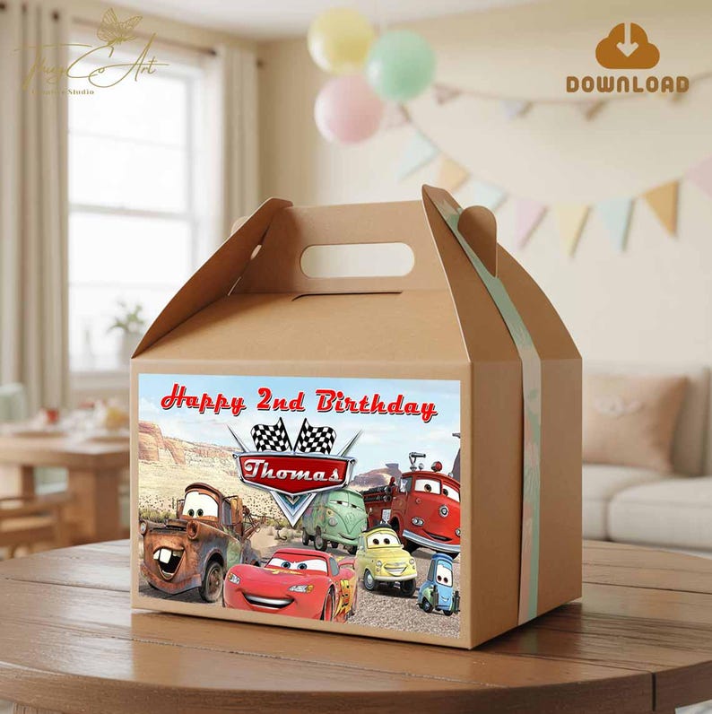 Disney Cars Gable Box Labels, Lightning Mcqueen Party Favor (digital ...