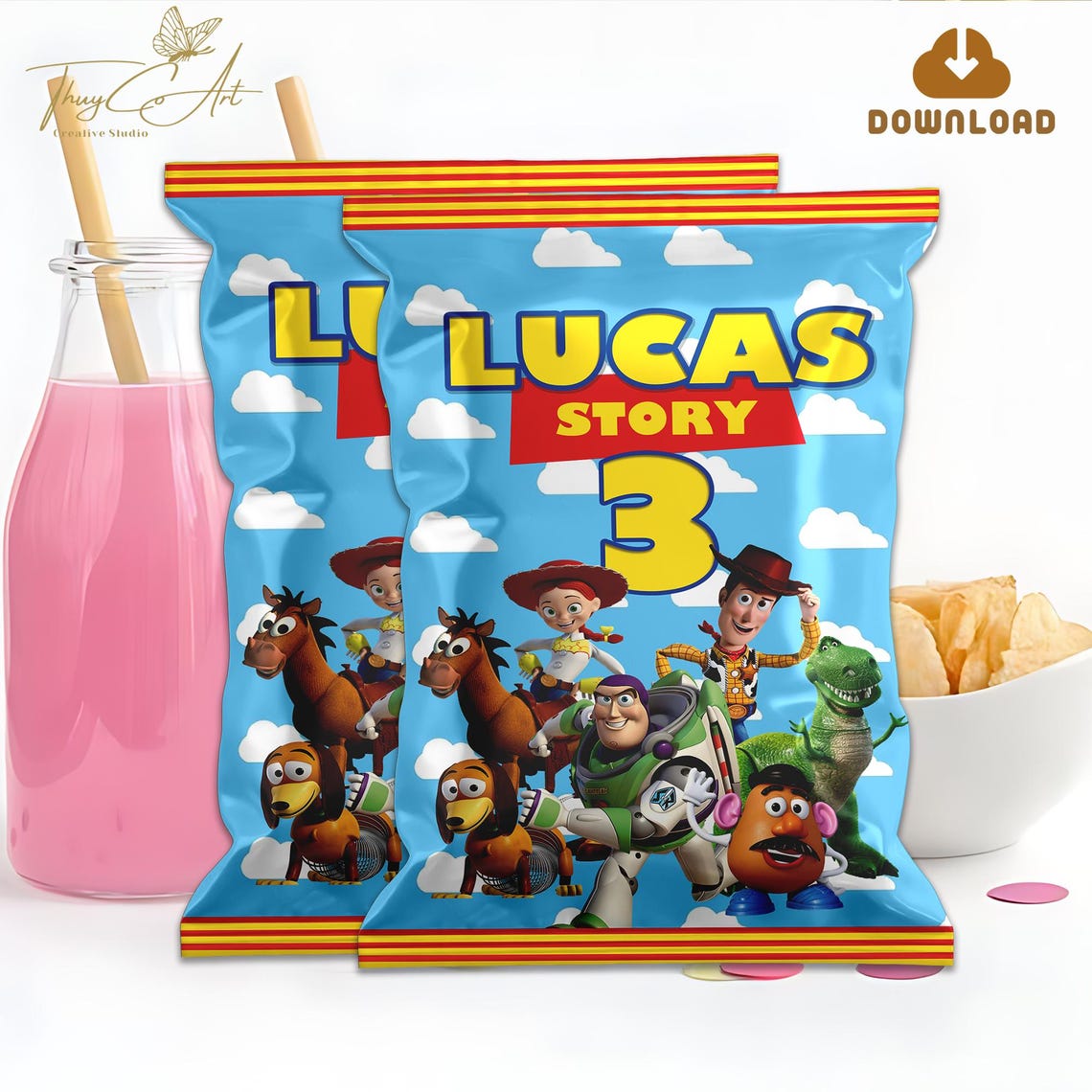 Printable Toy Story Birthday Chip Bag: Personalized Party Favor ...