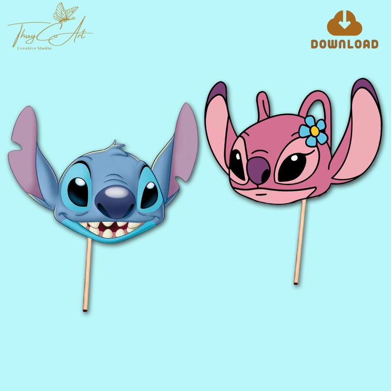 Stitch and Lilo Birthday Photo Props Instant Download, Stitch and ...