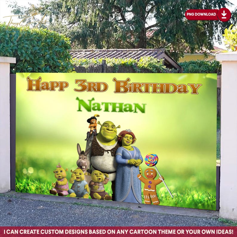 Shrek Birthday Backdrop Digital, Shrek Party Banner, Printable Party ...