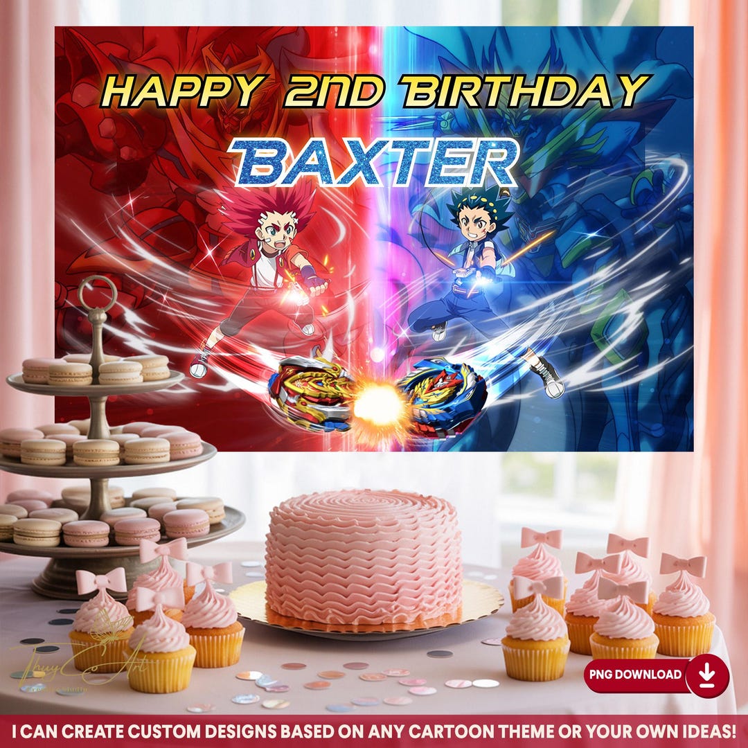 Beyblade Birthday Backdrop: Custom Party Banner (digital Download 72 ...