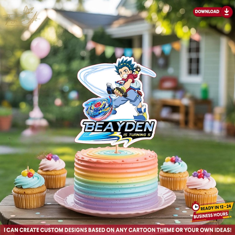 Printable Beyblade Cake Topper: Custom Birthday Party Decoration ...
