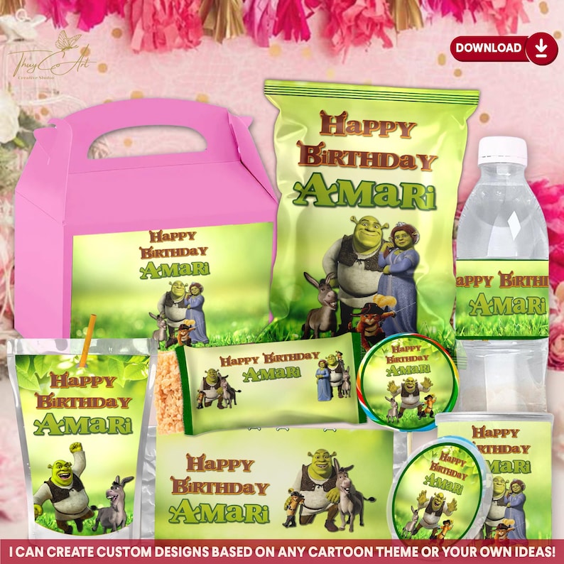 Shrek Birthday Party Printable Bundle: Personalized Decor (digital ...