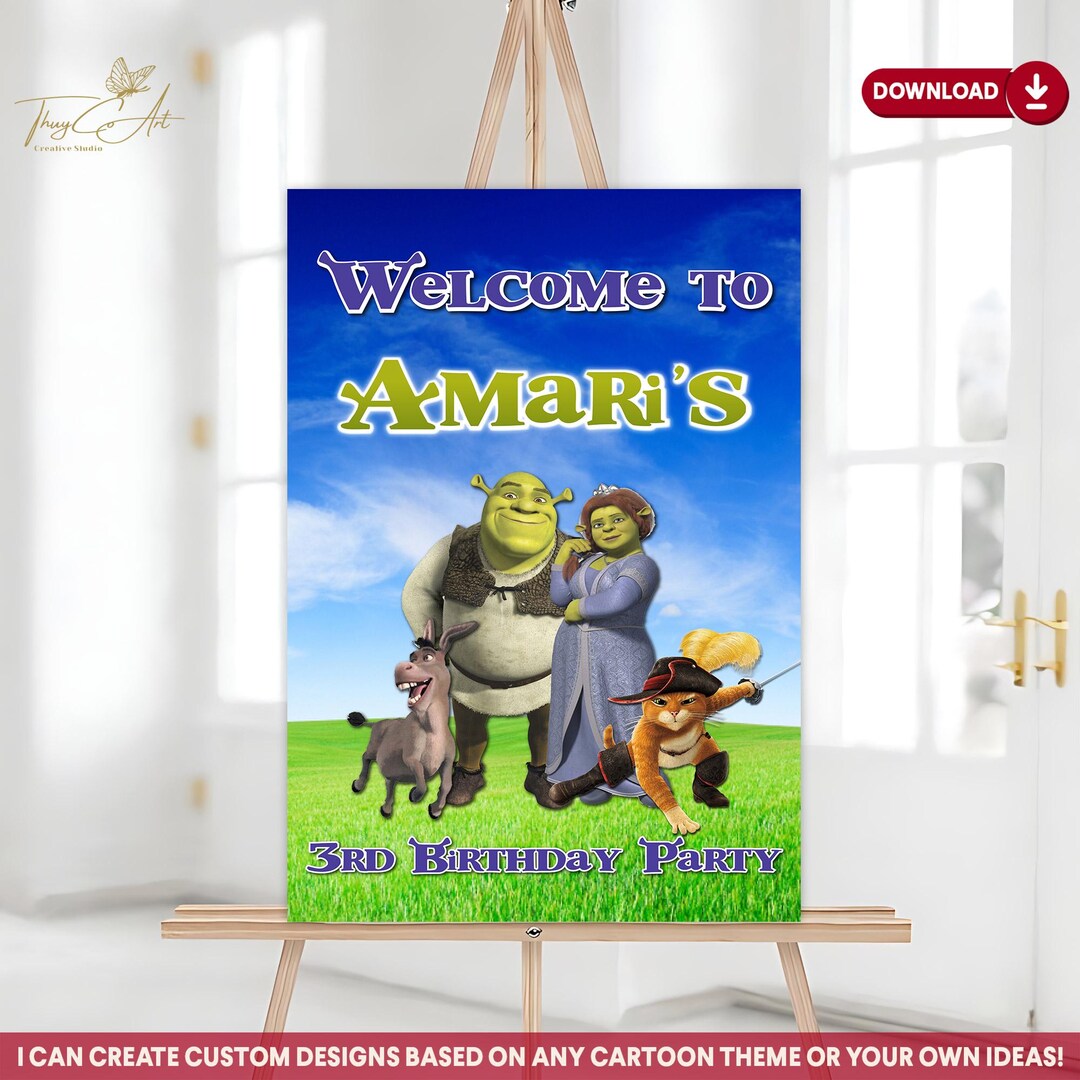 Shrek Birthday Welcome Sign: Custom Party Decor (printable Digital File ...