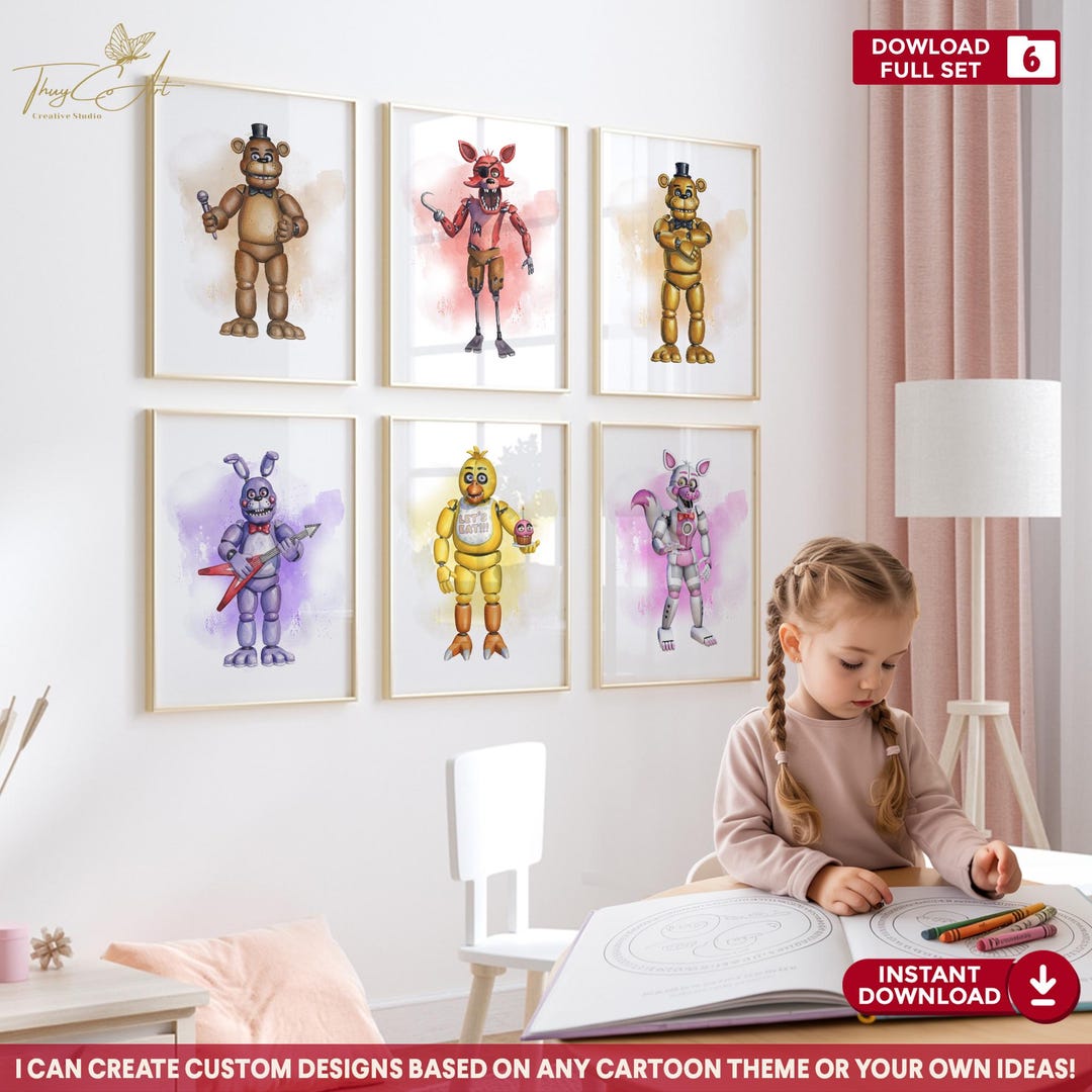 Printable Five Nights at Freddy’s Wall Art, FNAF Characters Kids Room ...