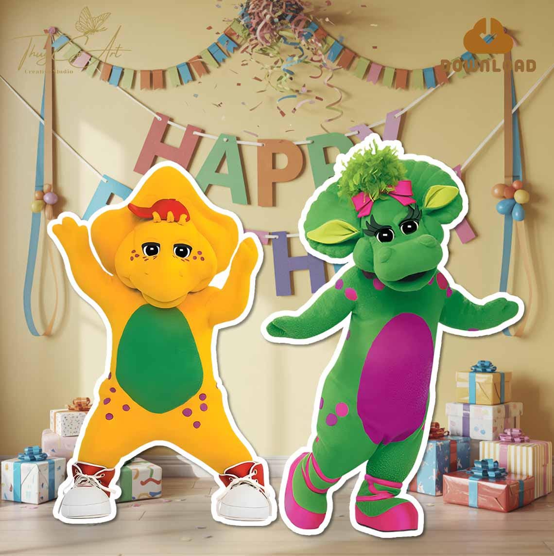 Barney and Friends Birthday Cutout Set: Purple Dinosaur Party Decor ...