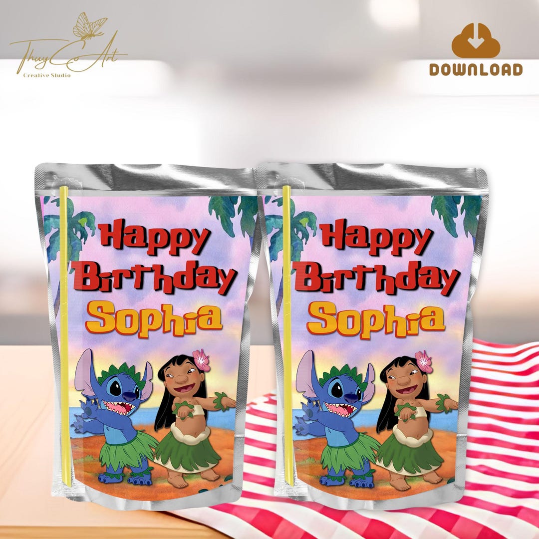Printable Lilo and Stitch Caprisun Label, Birthday Juice Labels ...