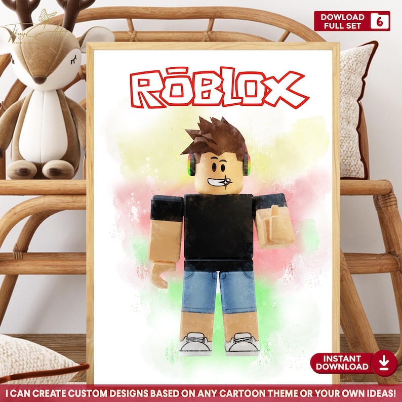 Roblox Gamer Room Decor: Watercolor Posters (set of 6 Digital Prints ...
