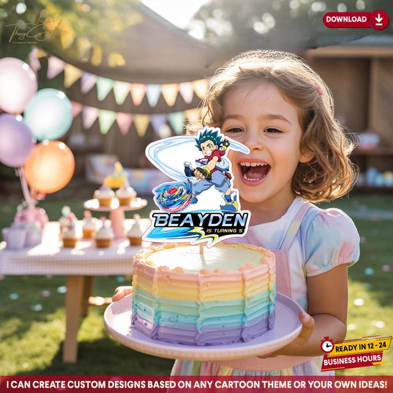 Printable Beyblade Cake Topper: Custom Birthday Party Decoration ...