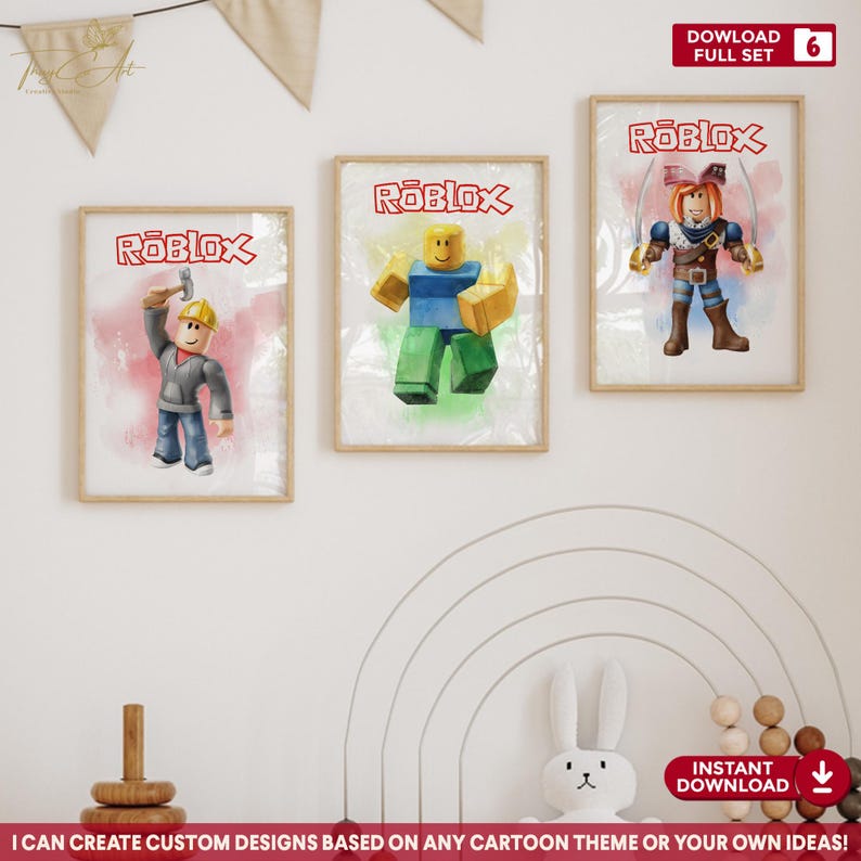 Roblox Gamer Room Decor: Watercolor Posters (set of 6 Digital Prints ...