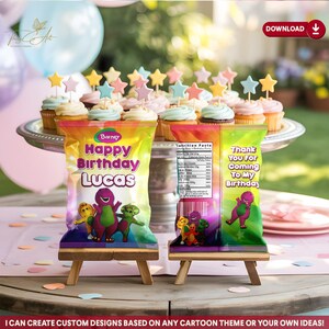 Barney Chip Bag: Kids Birthday Party Favor (digital Download, Printable ...