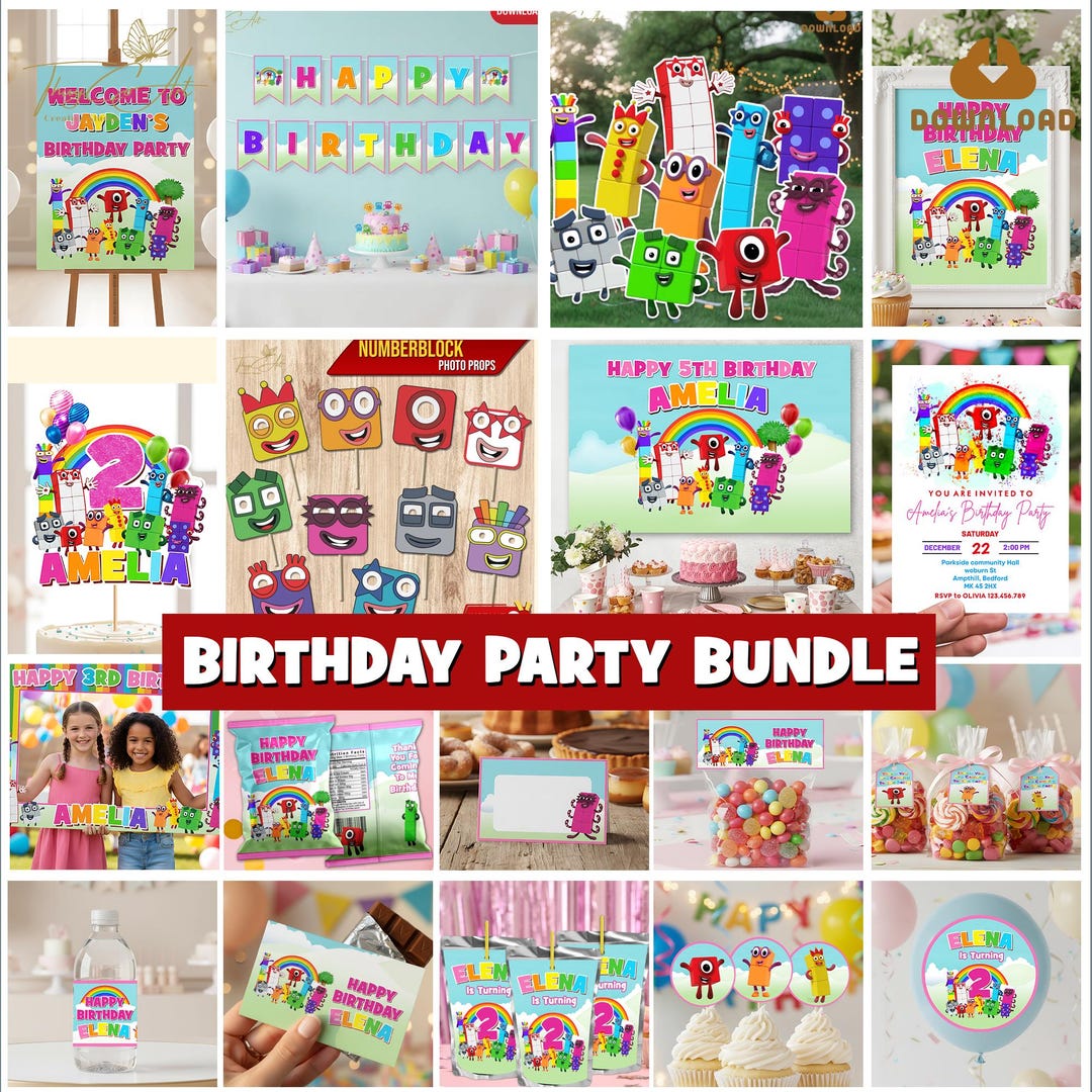 Printable Number Blocks Birthday Party Bundle: Custom Pink Party for ...