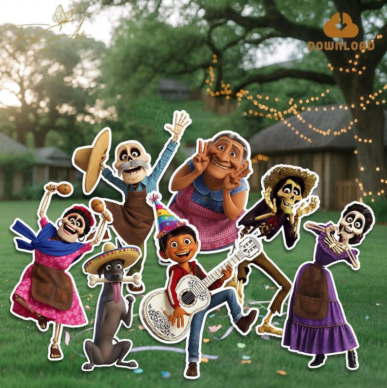 Coco Party Cutout Decorations: Fiesta Theme, Kids Birthday (digital ...