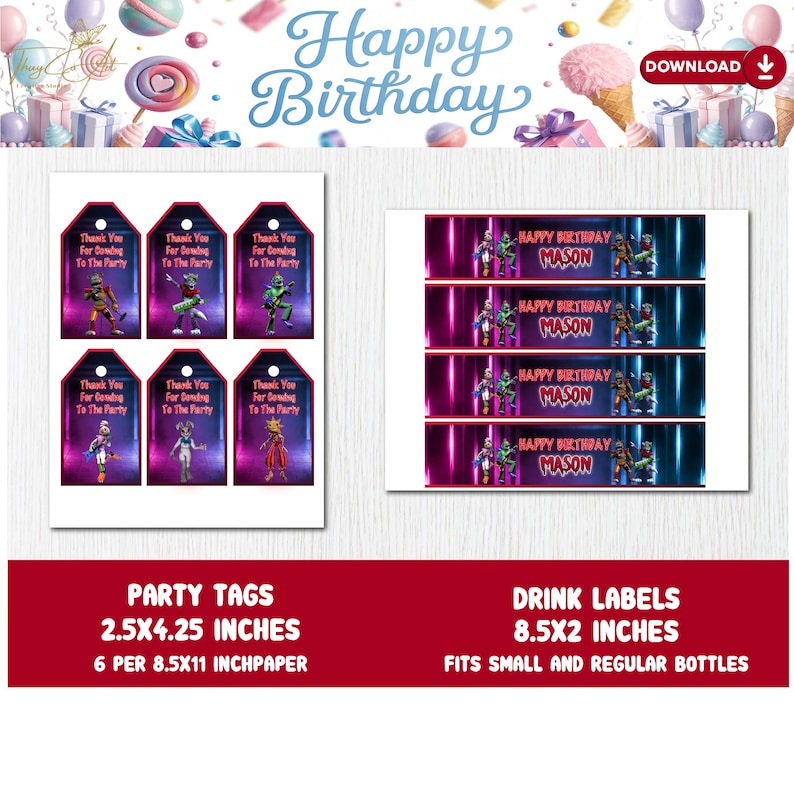 FNAF Birthday Party Decorations, Security Breach Printable, Gamer ...