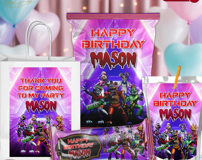 Paquete imprimible para fiesta FNAF: caja de pizza de Freddy Fazbear ...