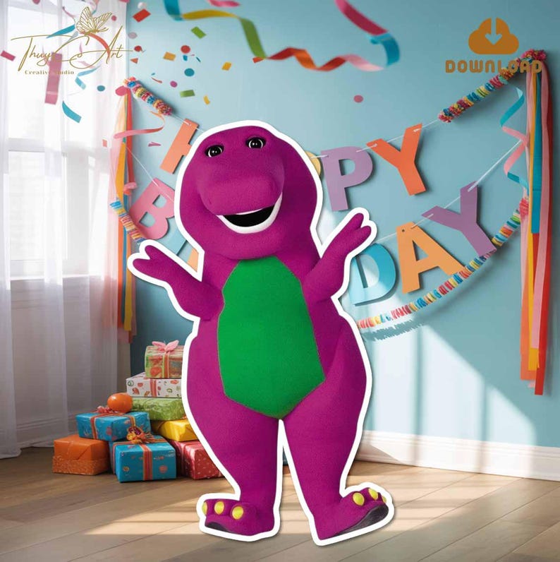 Barney and Friends Birthday Cutout Set: Purple Dinosaur Party Decor ...