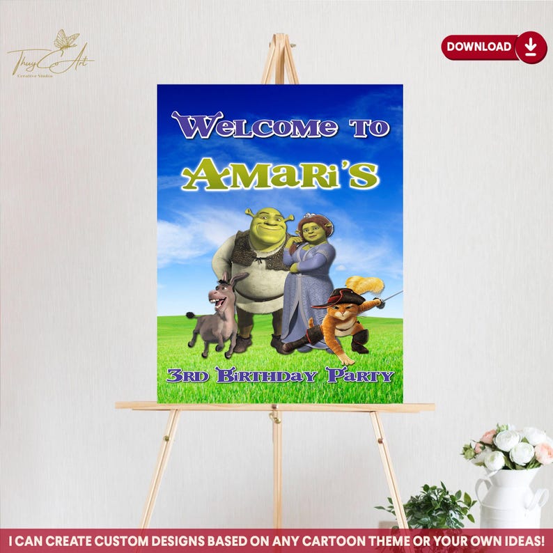 Shrek Birthday Welcome Sign: Custom Party Decor (printable Digital File ...