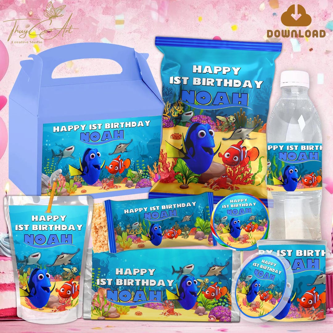 Printable Finding Dory Birthday Party Pack: Custom Favors (digital ...