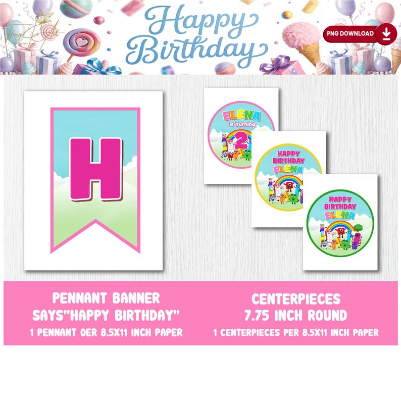 Numberblocks Girl Birthday Party Decor: Pink Theme (digital Download ...