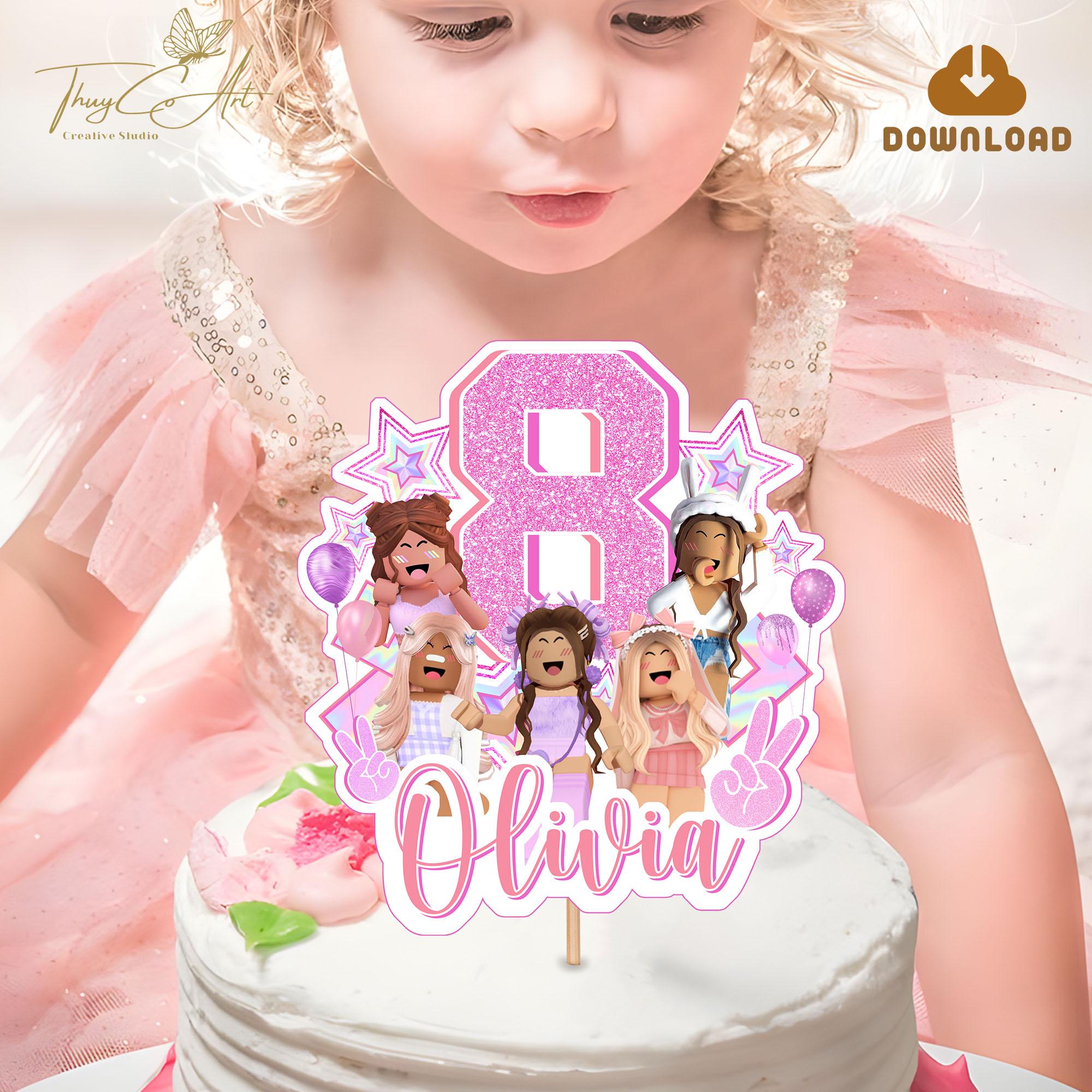 Video Game Girl Birthday Cake Topper: Pink Party Decor (printable) - Etsy