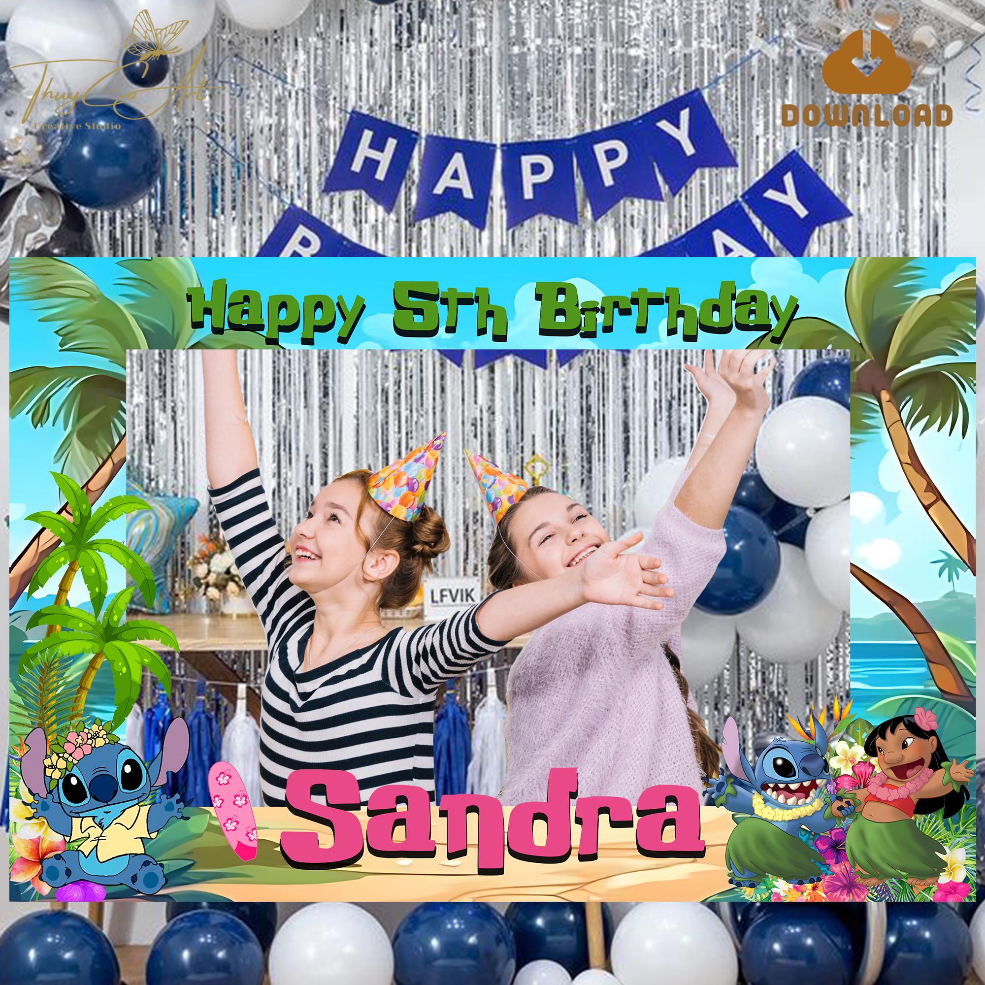 Printable Lilo & Stitch Birthday Photo Booth Frame (digital Download ...