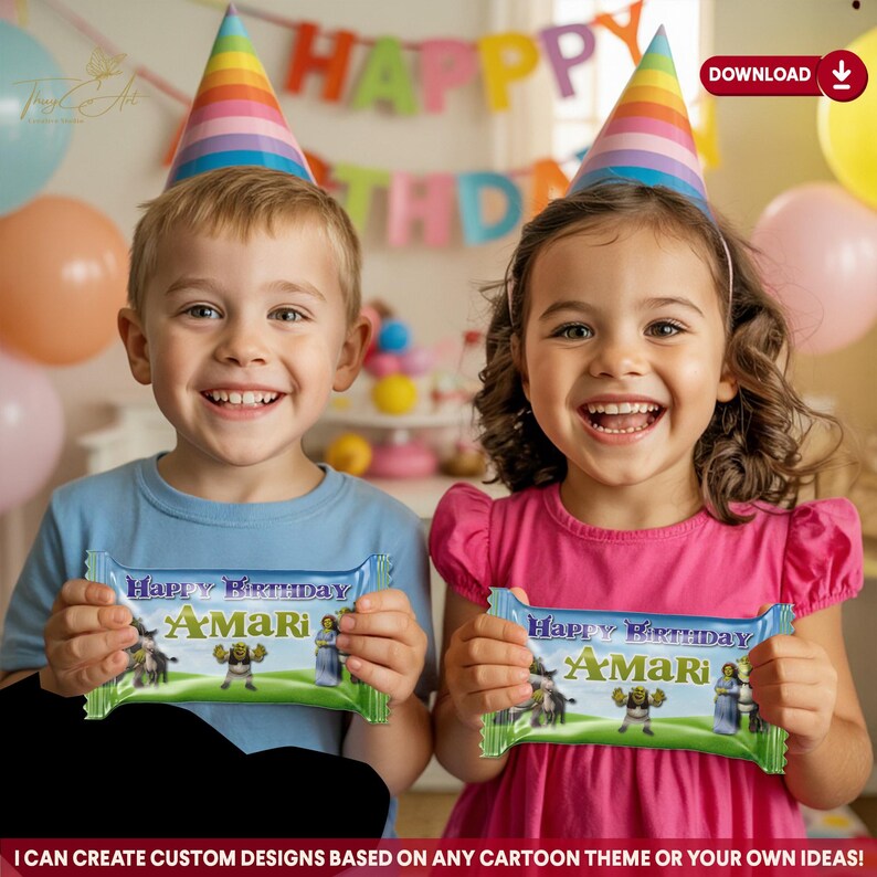 Shrek Birthday Party Favors Bundle: Cake Topper, Labels (digital ...