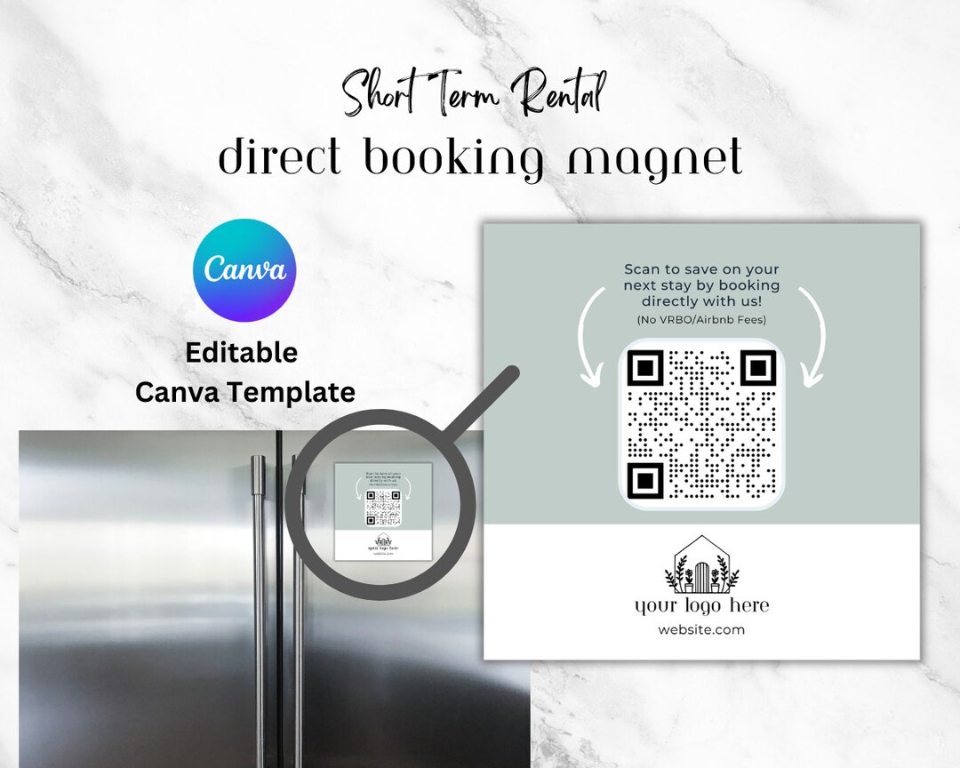 Airbnb, VRBO, Direct Booking Website Square Magnet or Business Card ...
