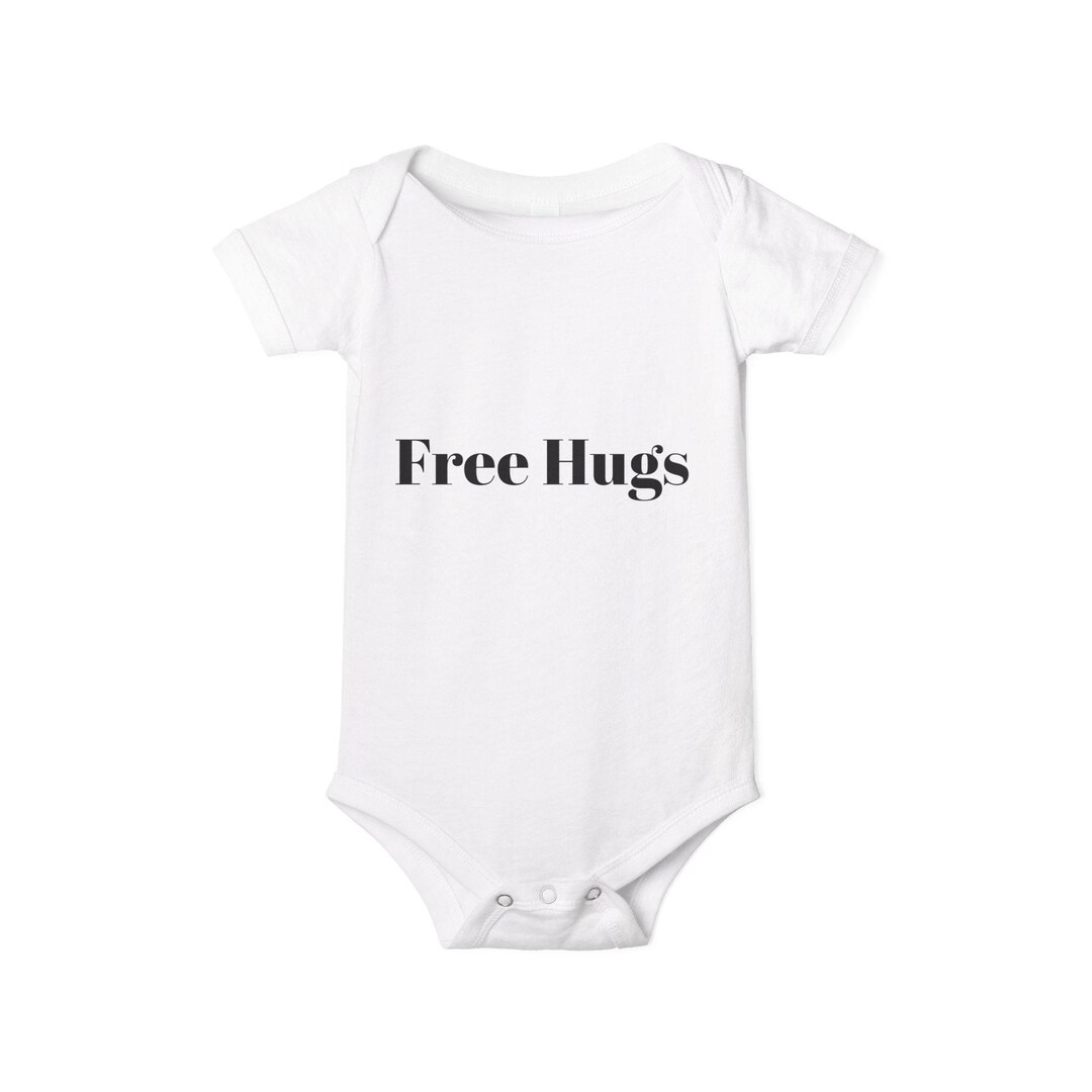 Cute Infant Jersey One Piece - "free Hugs" Baby Bodysuit, Baby Shower ...