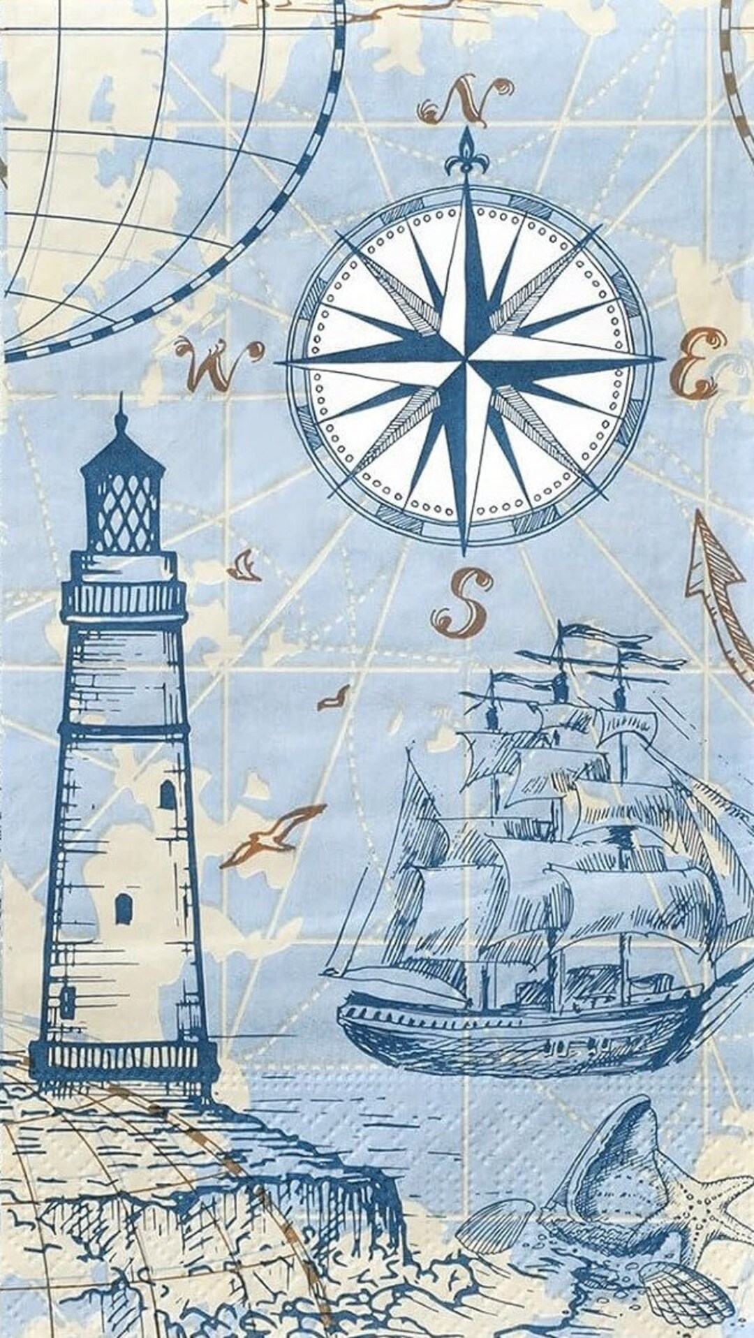 Nautical Decoupage Napkins: Lighthouse, Ship & Compass - 3 Pack - Etsy
