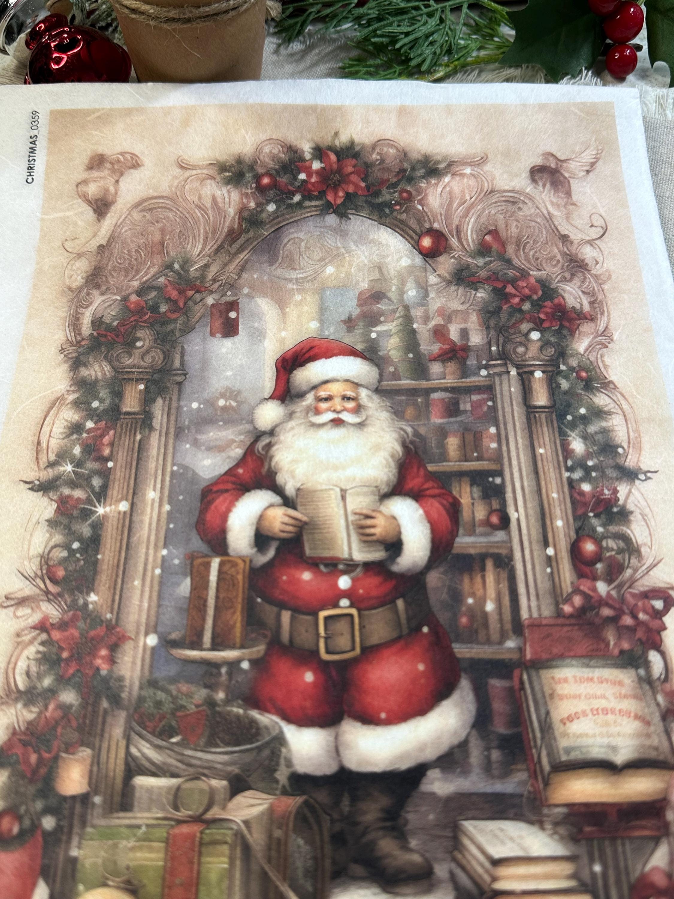 Santa's Study Rice Paper A4 – Christmas Decoupage Paper - Etsy