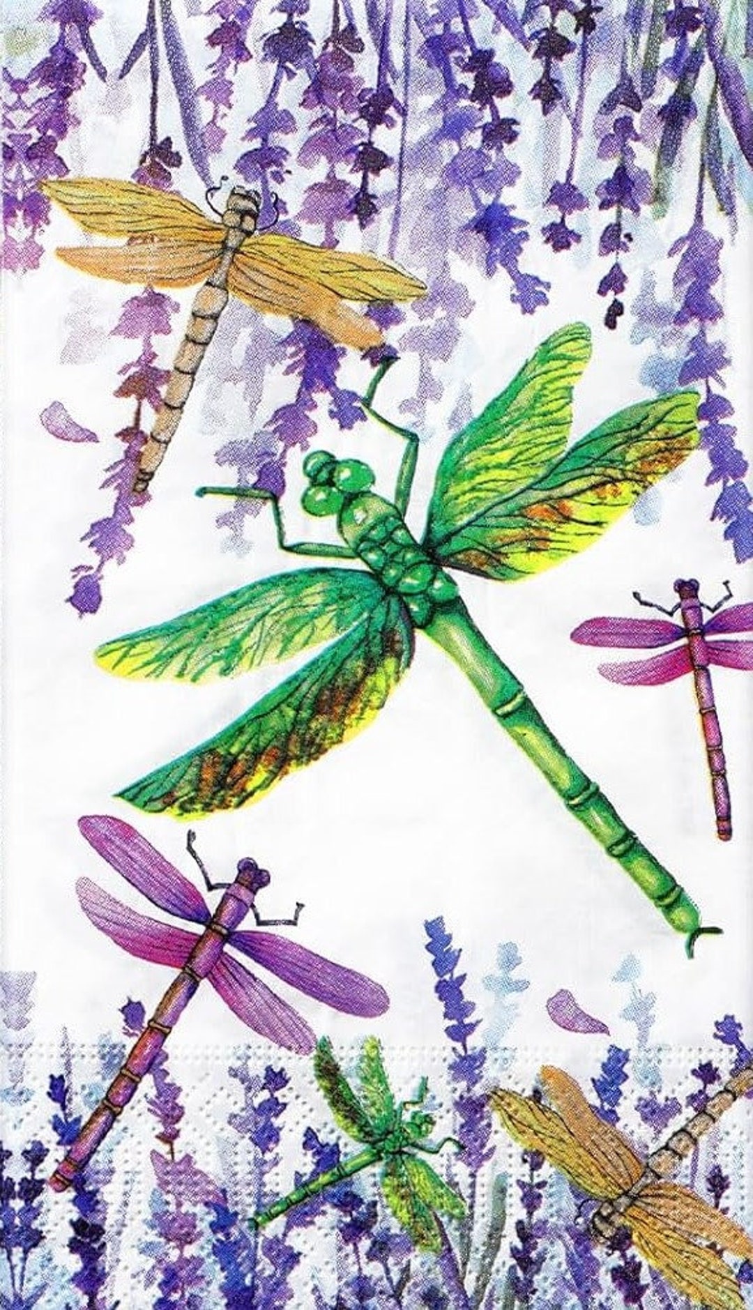 Dragonfly Decoupage Napkins: Purple Floral Paper, 3 Pcs - Etsy