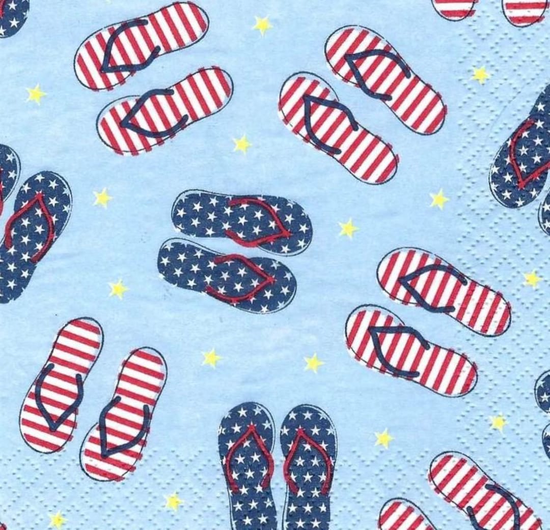 Fourth of July Flip Flop Decoupage Napkins: Red, White, and Blue (3pc ...
