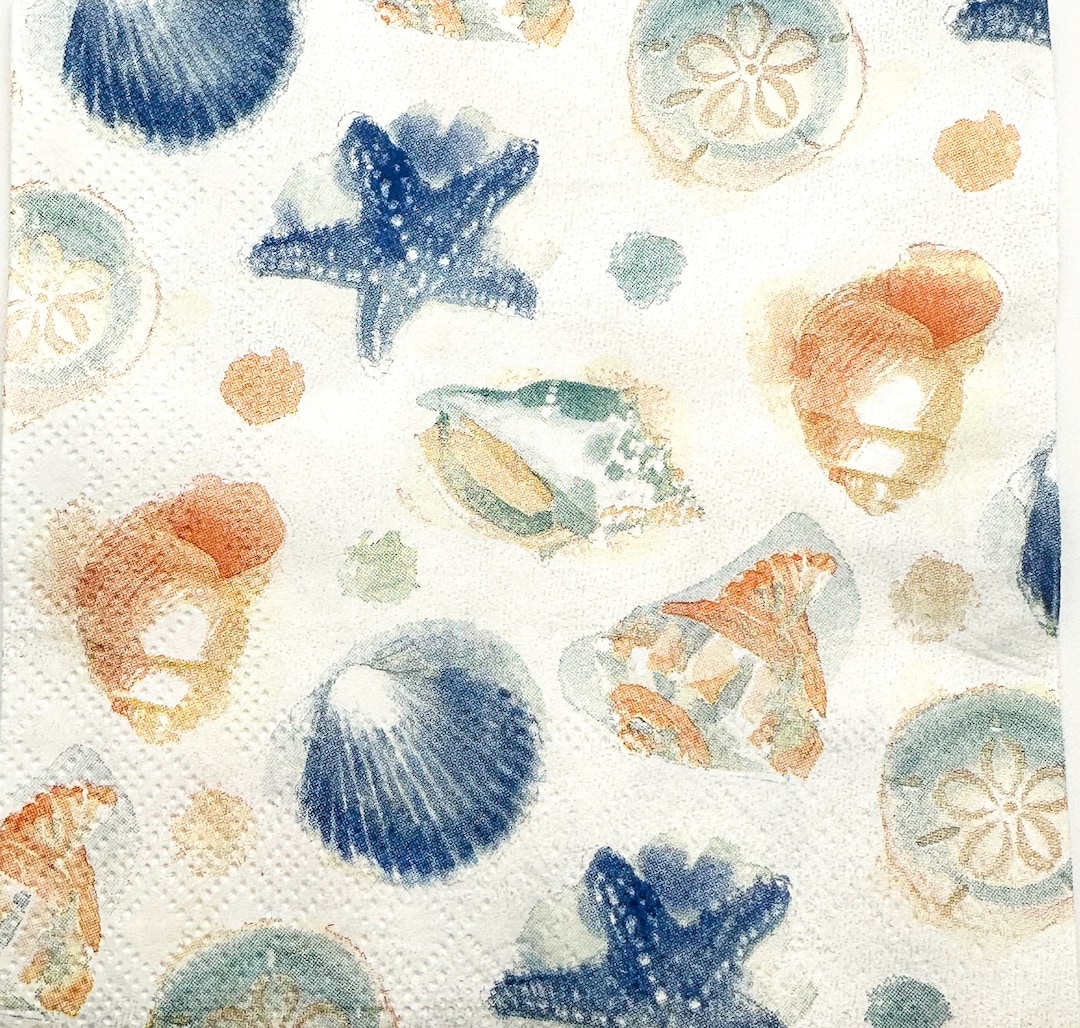 Seashell Beach Napkins: Nautical Decoupage Paper (3pc) - Etsy