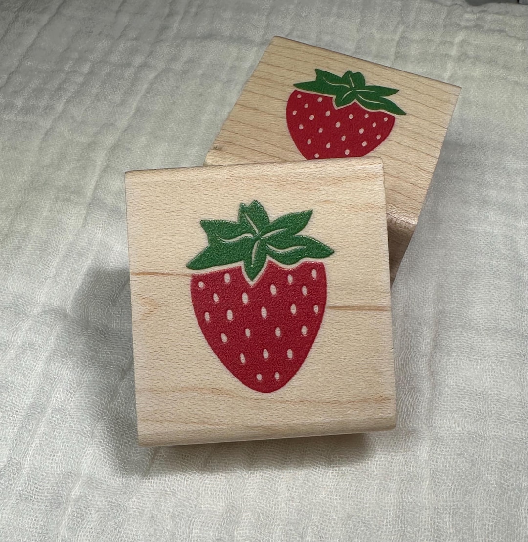 Strawberry Rubber Stamp - Wood Mounted, Card Making, Scrapbooking - Etsy