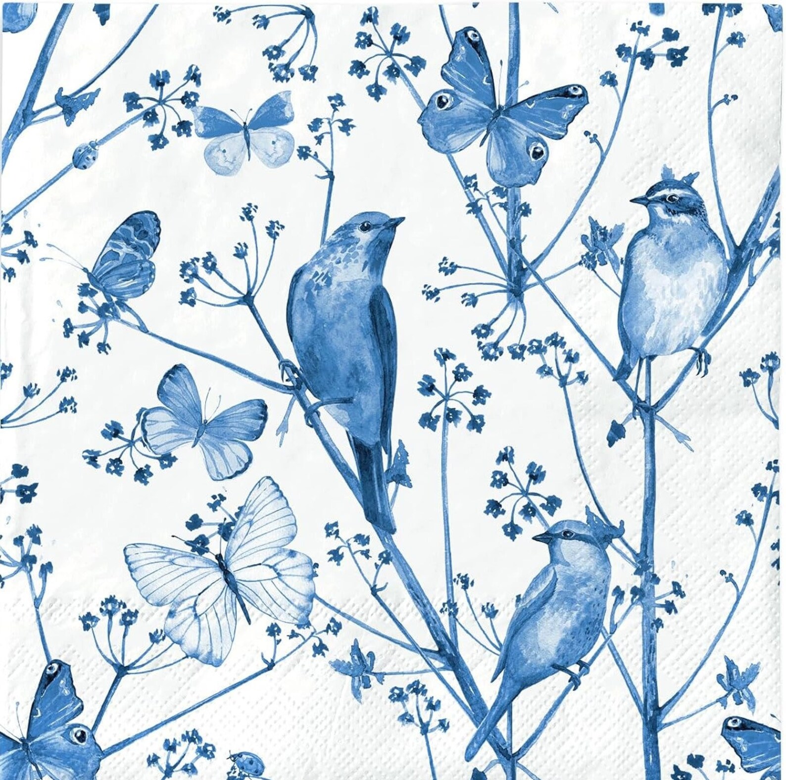 Blue Bird Decoupage Napkins - Blue and White Napkins, Blue Butterflies ...
