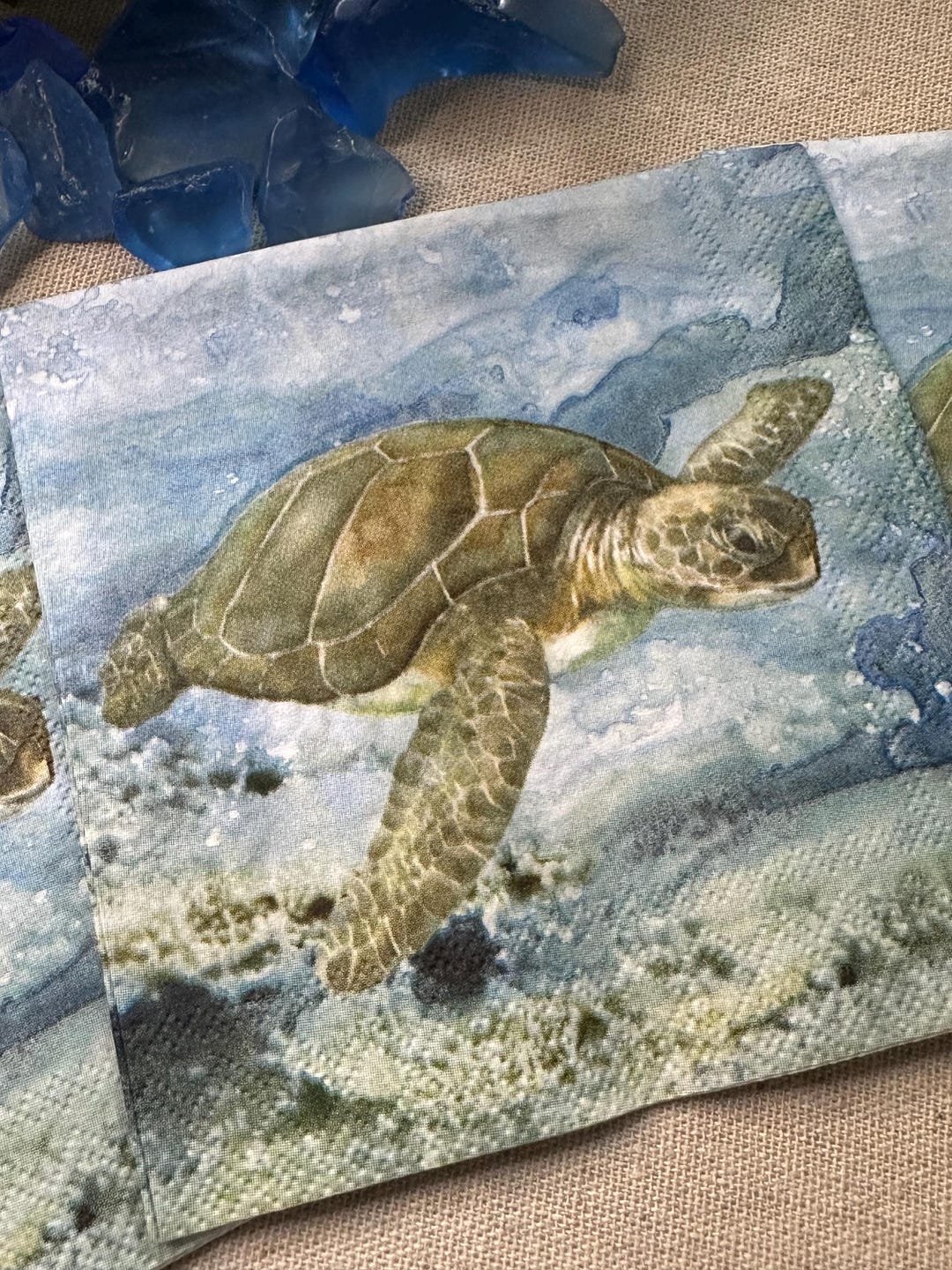Sea Turtle Napkins, 3pc Decoupage Paper, Ocean Theme - Etsy
