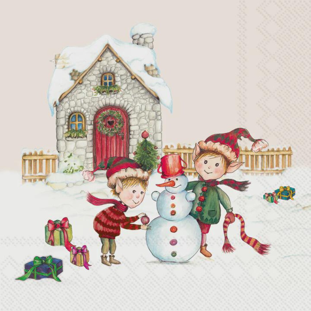 Christmas Elves Decoupage Napkins - Holiday Paper Crafts, 5x5 - Etsy