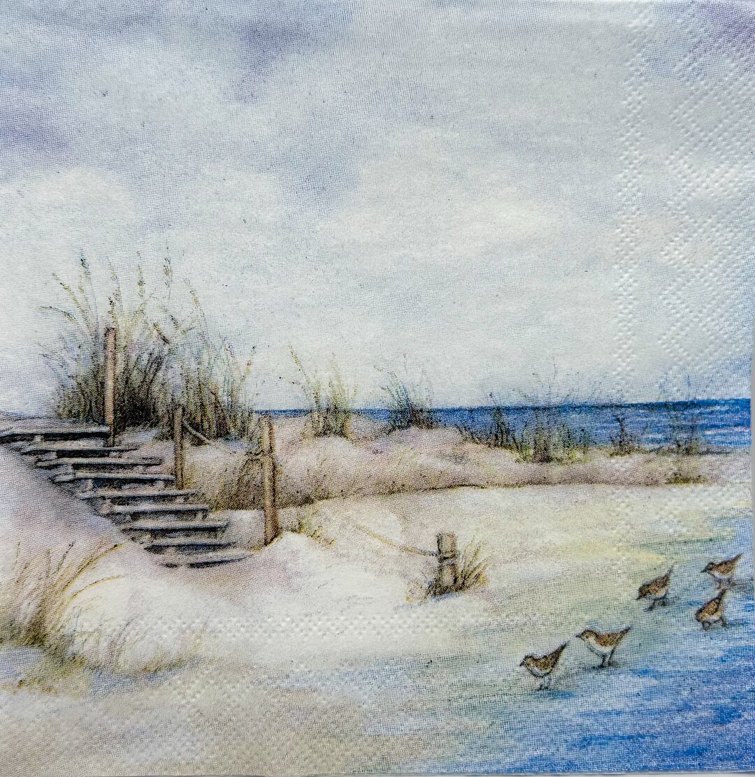 3 Beach Napkins - Decoupage Beach Themed Napkins, Decoupage Napkin, DIY ...