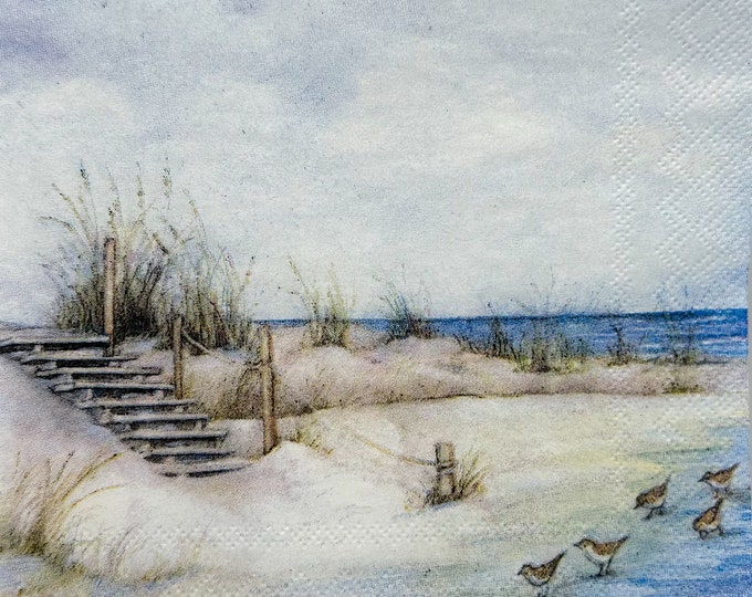 3 Beach Napkins - Decoupage Beach Themed Napkins, Decoupage Napkin, DIY ...