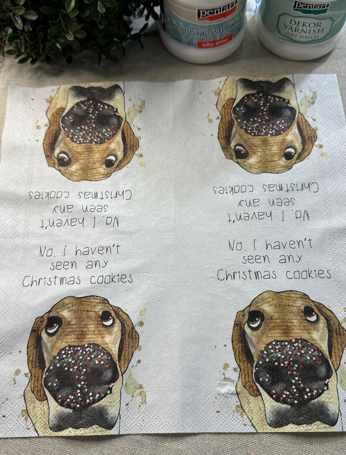 Christmas Furry Friends, Decoupage Napkins - Puppy Napkins, Christmas ...